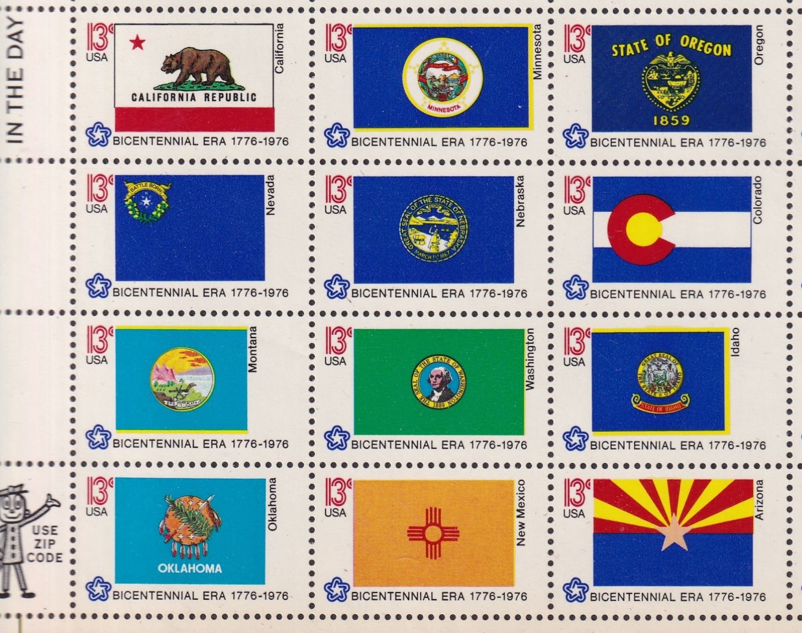 Bicentennial 1976 13 Cent State Flags Stamps - Pane of 50 - 1976 Unused ...