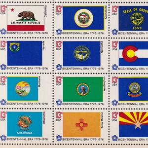 Bicentennial 1976 13 Cent State Flags Stamps - Pane of 50 - 1976 Unused ...
