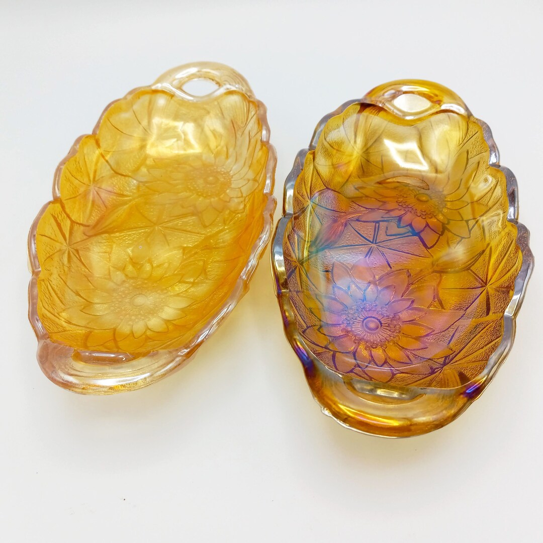 Vintage Lily Pons Amber Carnival 9" Oval Pickle Dish by Indiana Glass ...