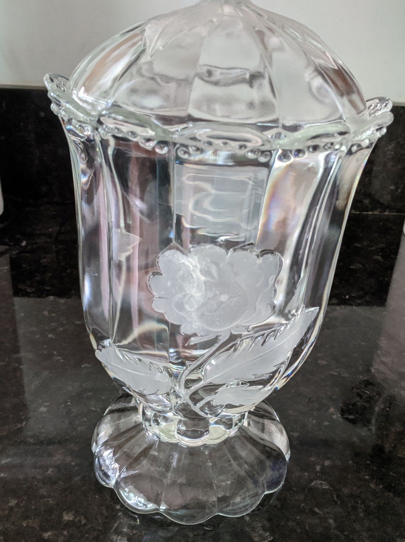 Tall Crystal Candy Dish with Cover Heavy Mid Century Glass | Etsy