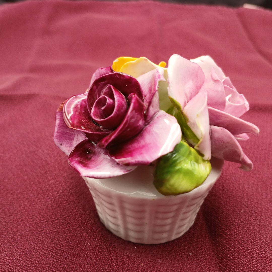 Fine Bone China Basket of Roses by Royal Sutherland ~ Delicate China ...