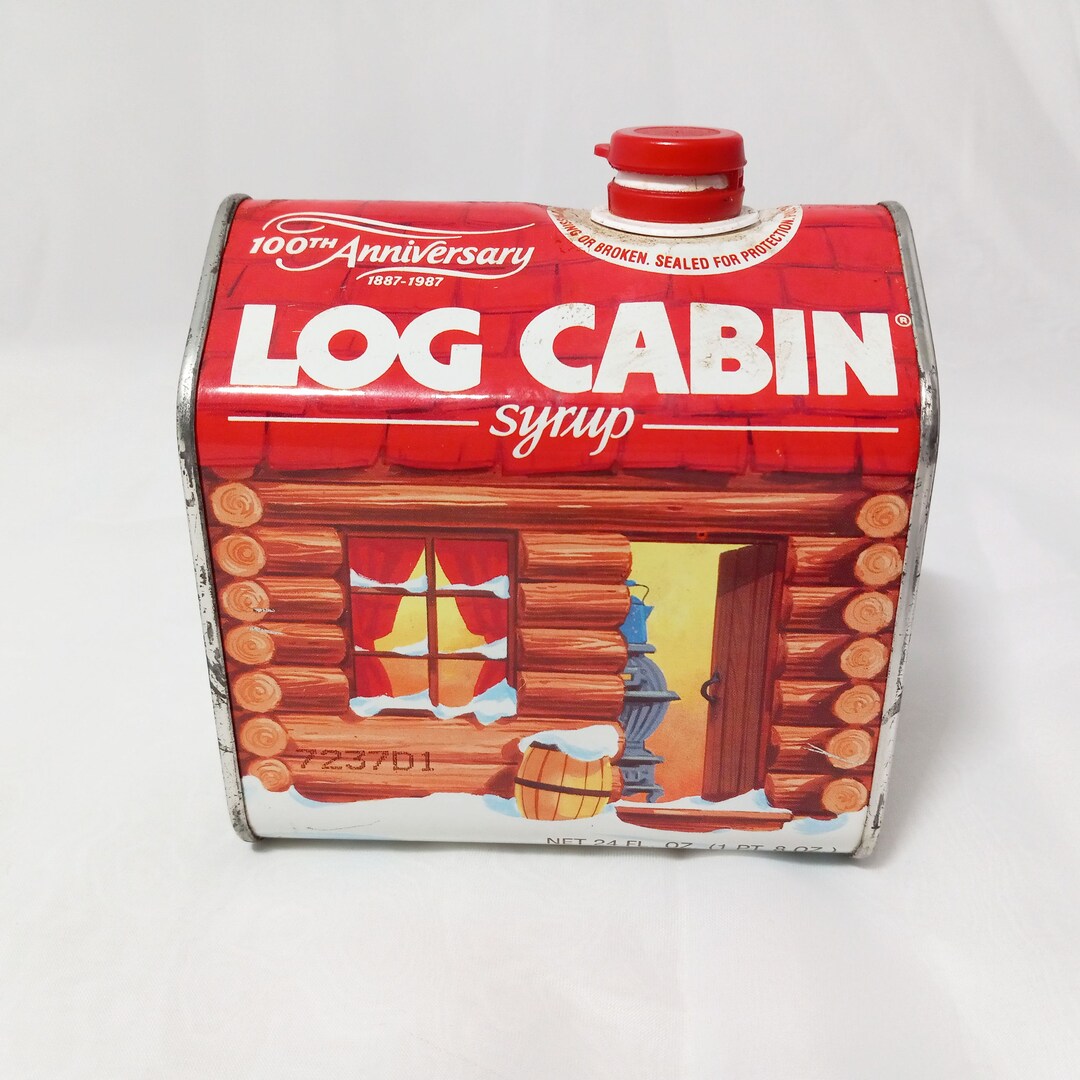 100th Anniversary Log Cabin Syrup Tin 1987 - Cabin Shaped Tin ...
