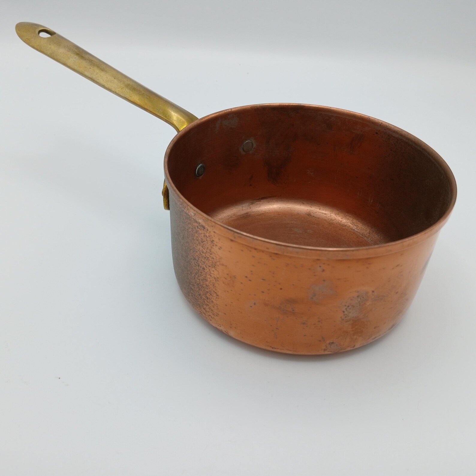 Small Copper Pot With Brass Handle Made in Portugal: Vintage Saucepan ...