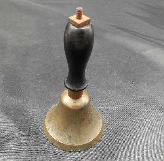 Antique Brass Hand Bell Vintage Small School Teacher s Desk or Table Bell Brass School Bell With Wood Tone Handle. Bright Sounding Bell Etsy UK