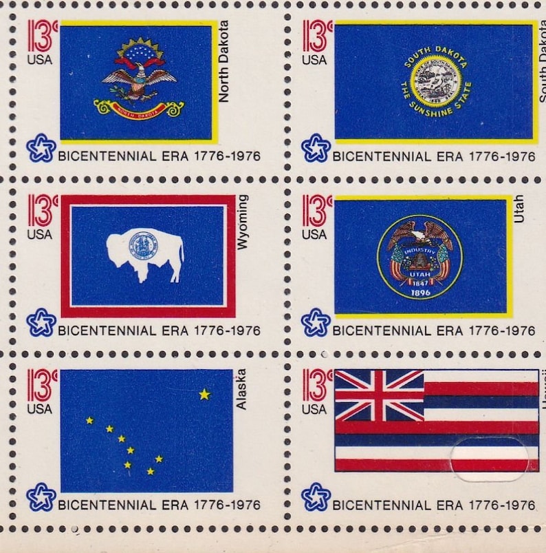 Bicentennial 1976 13 Cent State Flags Stamps - Pane of 50 - 1976 Unused ...