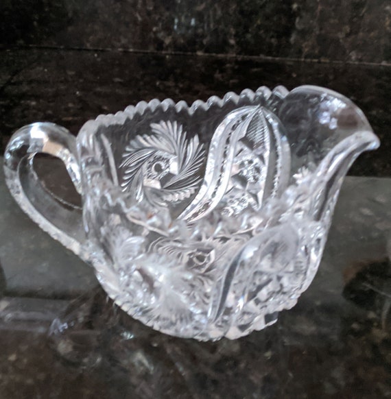 Vintage Heavy Crystal Creamer Mid Century Glass Elegant | Etsy