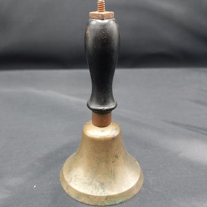 Antique Brass Hand Bell, Vintage Small School Teacher's Desk or Table ...