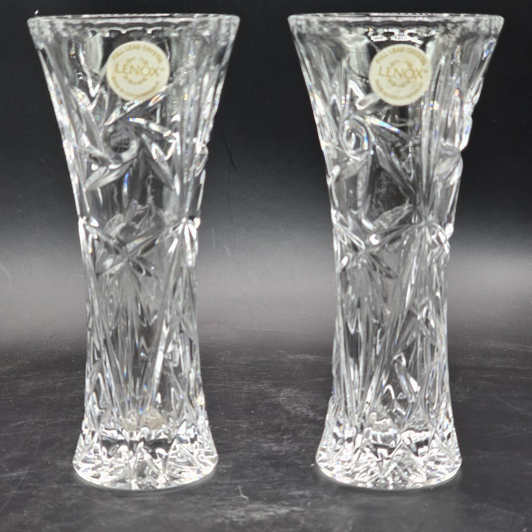Crystal Star Pattern Vase by Lenox, Cut Lead Crystal Vase, 6 Inch ...