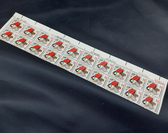 1971 Christmas Red Rural Mailbox Stamps, 13 Cent Vintage US Postage ...
