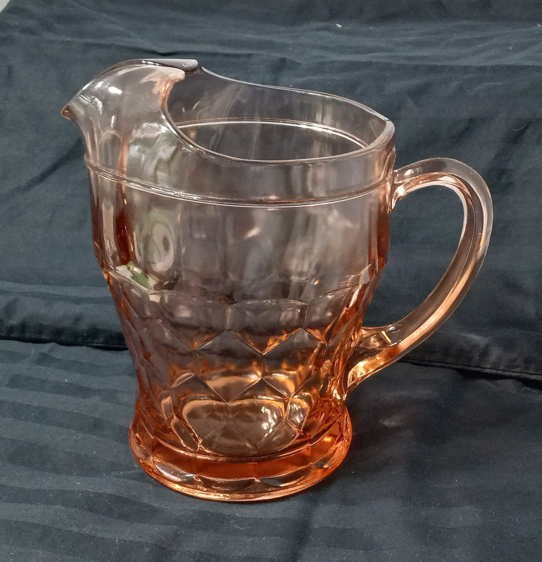 Vintage Large Pink Depression Glass Pitcher Depression Glass - Etsy