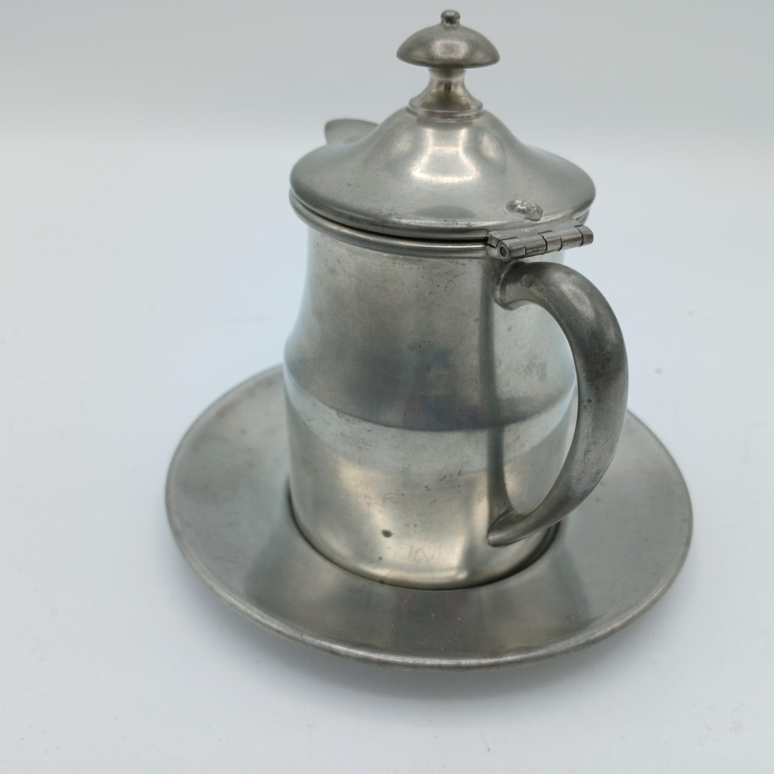 Small Pewter Pitcher Shaped Like a Teapot With Tray: Kitchen Accessory ...