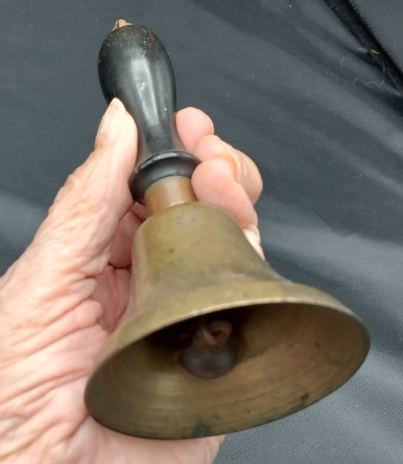 Antique Brass Hand Bell Vintage Small School Teacher's - Etsy
