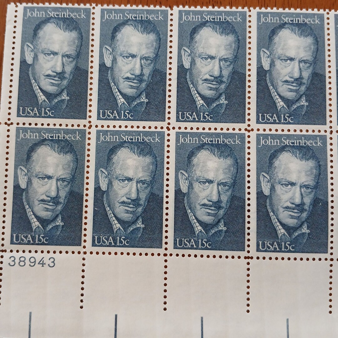 John Steinbeck 1979 15 Cent US Postage Stamps, Vintage 20 Mint Plate ...