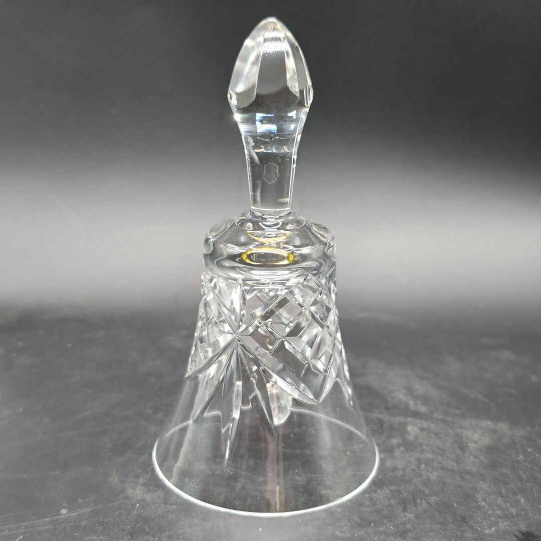 Faceted Crystal Clear Glass Bell, Bell With Five Sided Pointed Stem ...