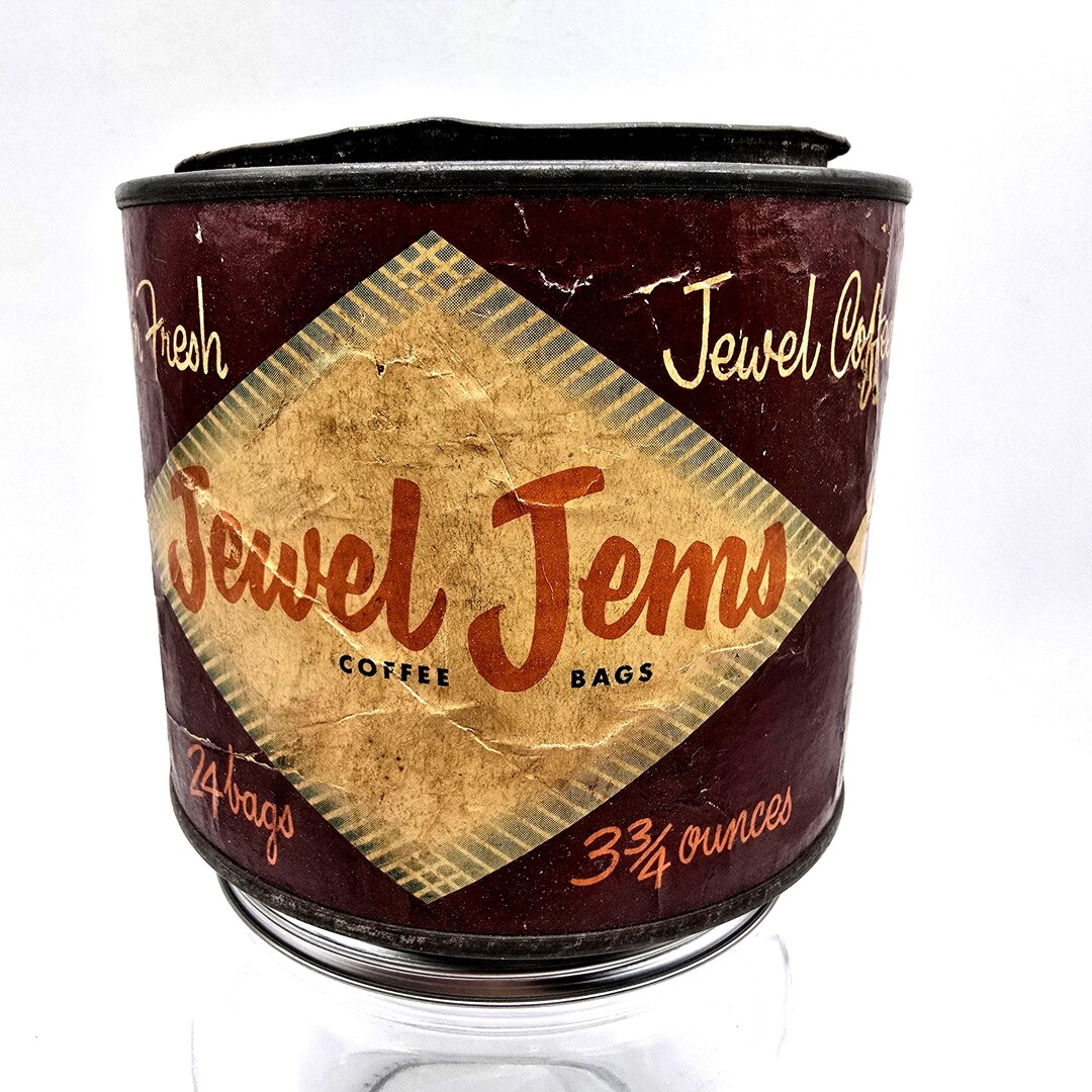 Vintage Jewel Jems Coffee Bags Metal Advertising Tin: Farmhouse Décor ...
