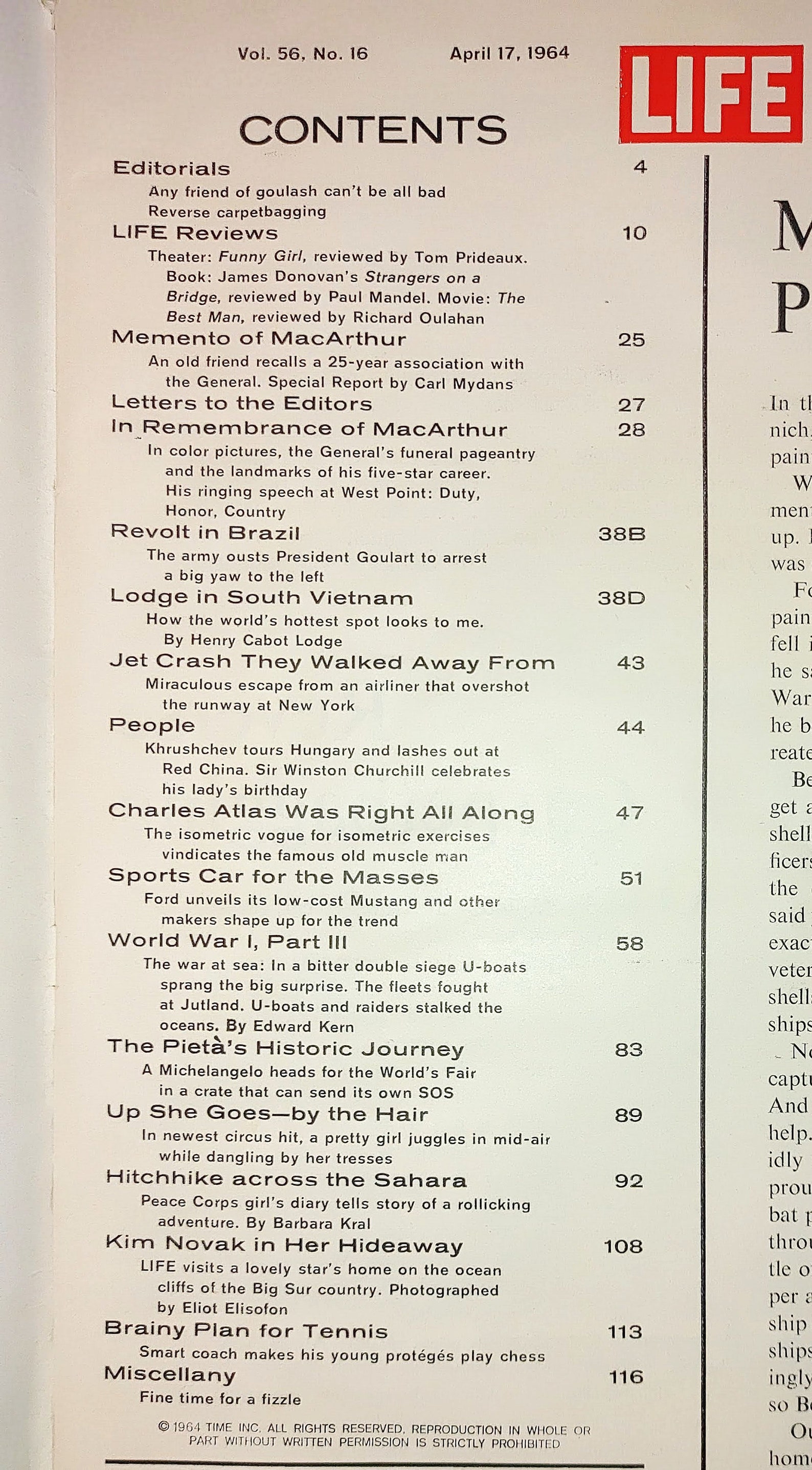 Life Magazine, April 17, 1964 - Remembering General Douglas Macarthur ...