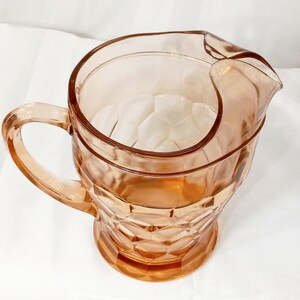Vintage Large Pink Depression Glass Pitcher, Depression Glass Hexoptic ...