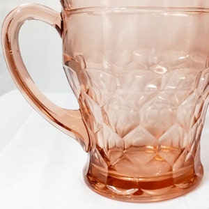 Vintage Large Pink Depression Glass Pitcher, Depression Glass Hexoptic ...