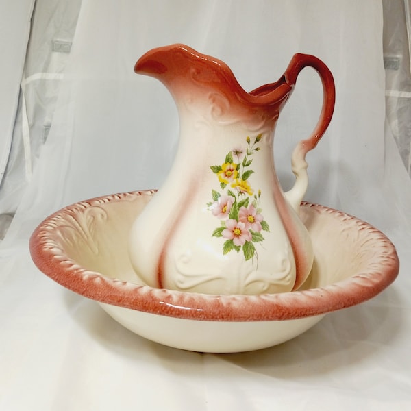Antique Bowl and Pitcher Set - Etsy