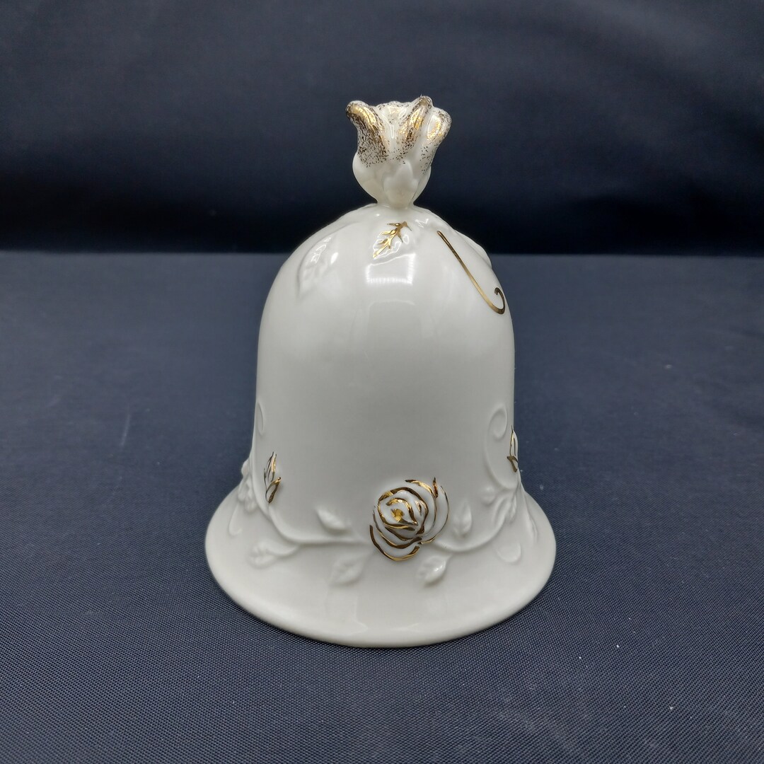 Porcelain "tea Rose" Bell by Lenox, Ivory and Gold Table Bell, Dinner ...