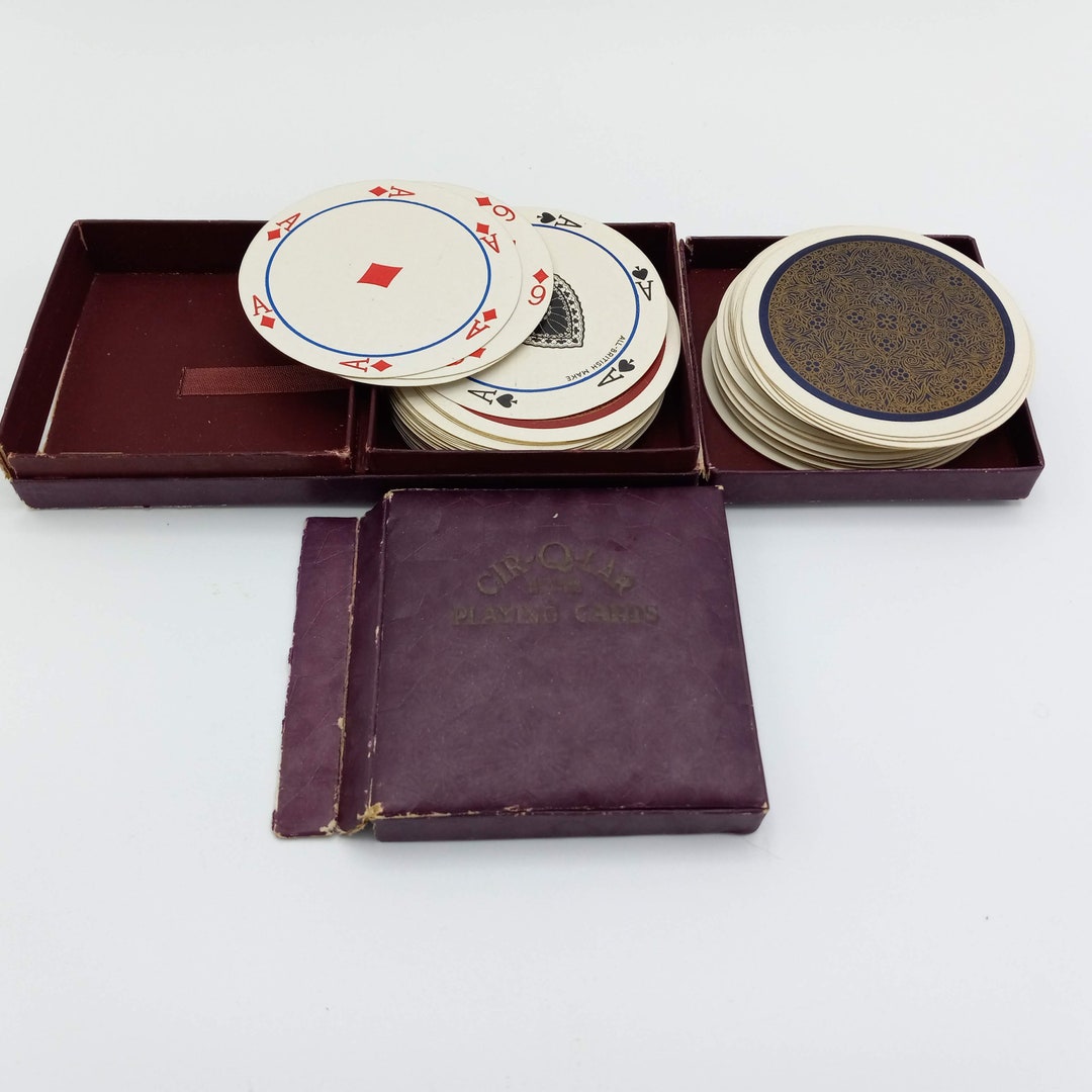 Antique 1929 John Waddington Round Playing Cards Dual Deck Round ...