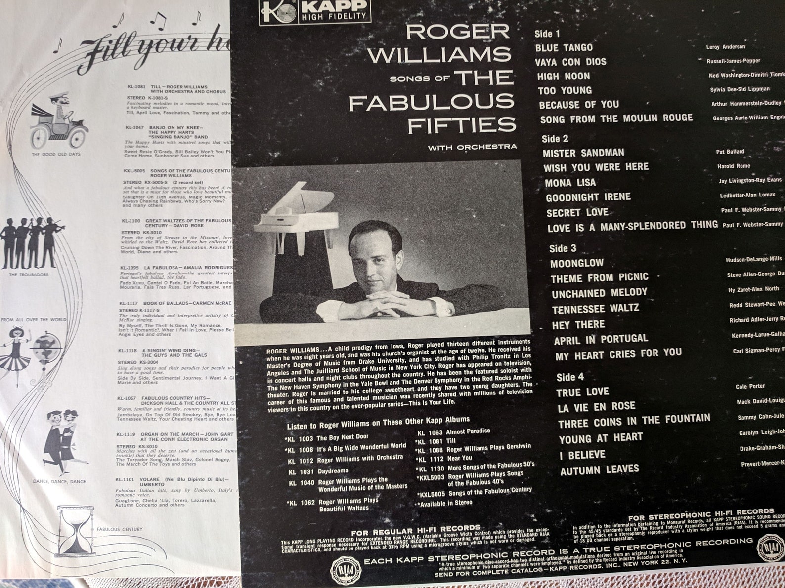 Roger Williams Songs of the Fabulous Fifties Vintage Vinyl | Etsy