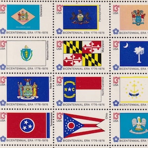 Bicentennial 1976 13 Cent State Flags Stamps - Pane of 50 - 1976 Unused ...