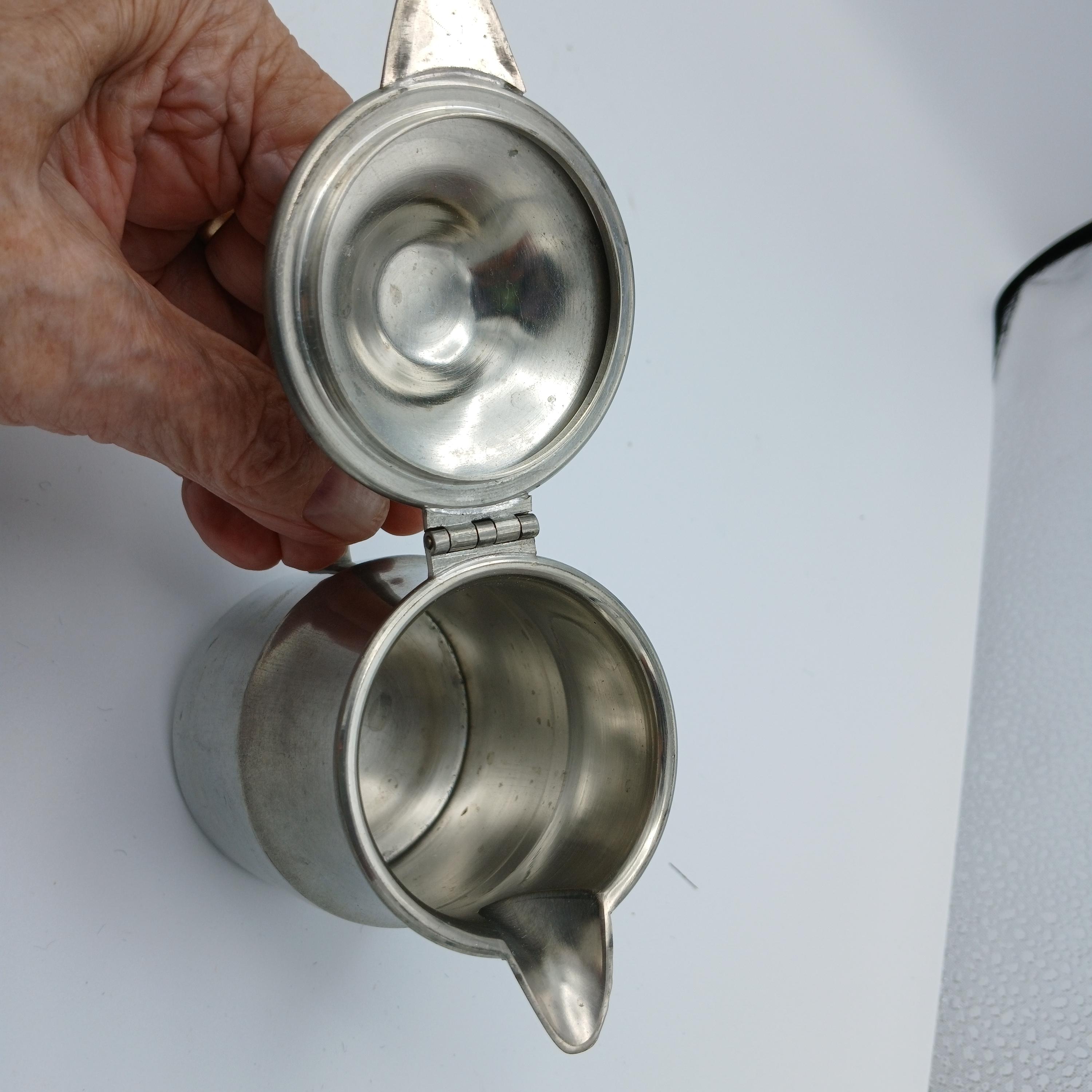 Small Pewter Pitcher Shaped Like a Teapot With Tray: Kitchen Accessory ...