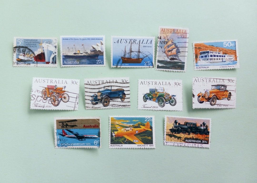Transportation Stamps of Australia: Trains Boats Ships Planes and Old ...