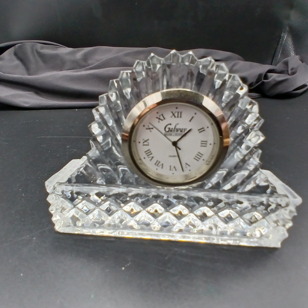 Galway Lead Crystal Clock - Miniature Irish Crystal Mantle Clock, Small ...