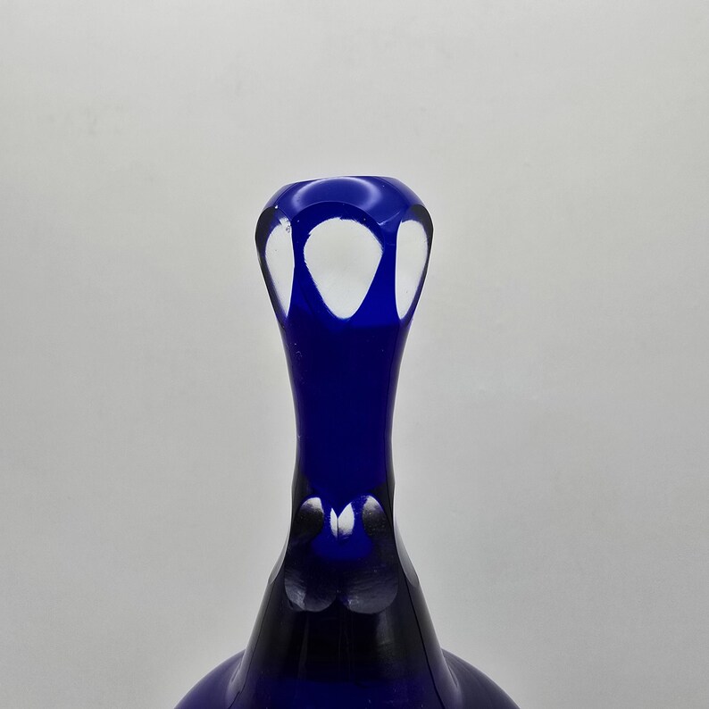 Vintage Etched to Clear Cobalt Blue Hand Bell, Clear Floral Etching - Etsy