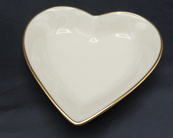 Vintage Lenox Heart Dish: Cream Porcelain With Gold Trim Trinket Dish ...