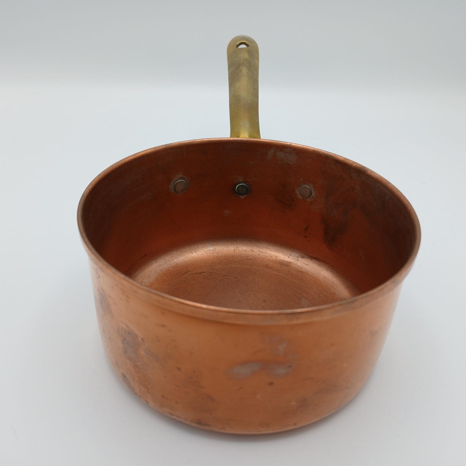 Small Copper Pot With Brass Handle Made in Portugal: Vintage Saucepan ...