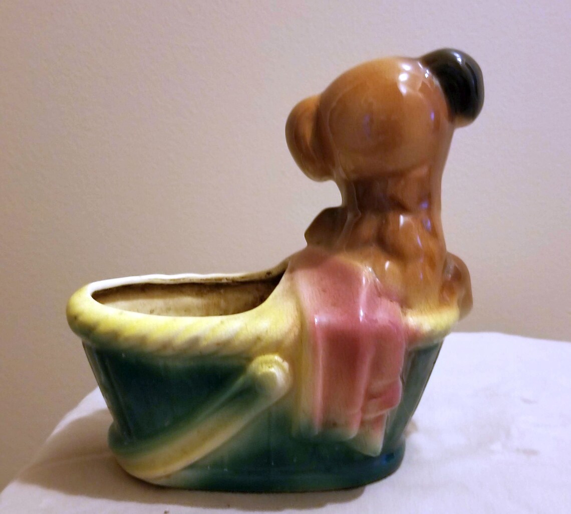 Adorable Puppy Dog Ceramic Planter Vintage Figural Flower Pot - Etsy