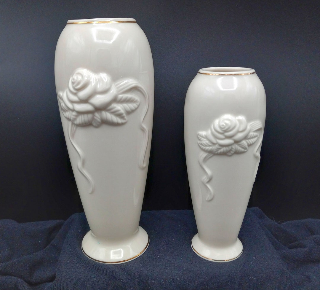 Lenox Bud Vases, Rosebud Collection, Cream Sculpted Rose Bloom Bud ...