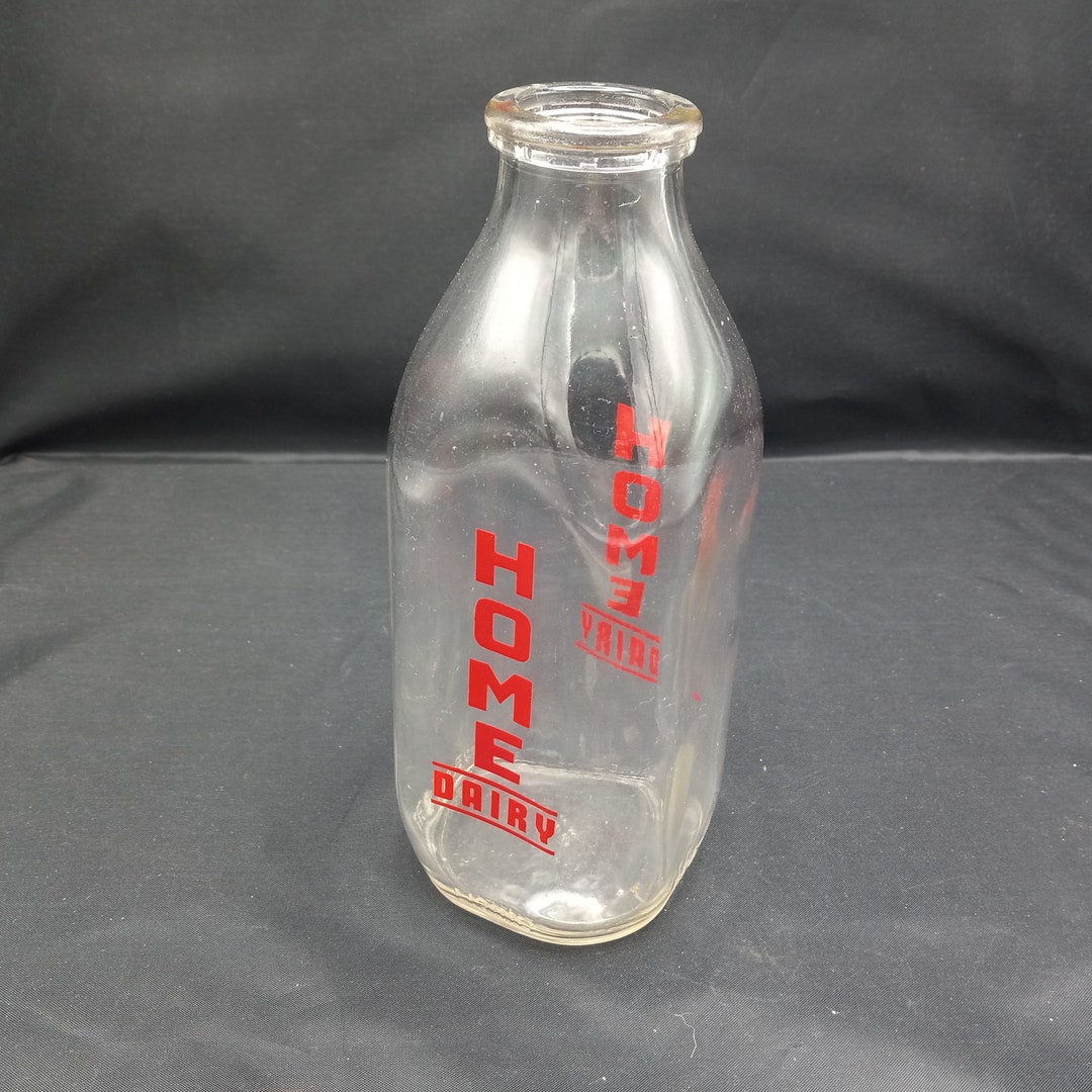 Vintage Quart Glass Milk Bottle - Clear Glass Home Dairy Milk Bottle ...