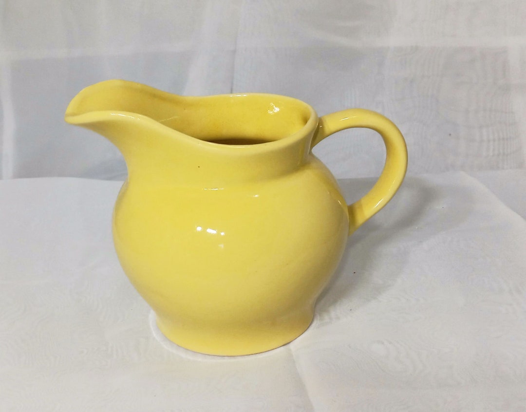 Vintage Yellow Ball Shape Ceramic Water Pitcher, Vintage 32 Oz Pottery ...
