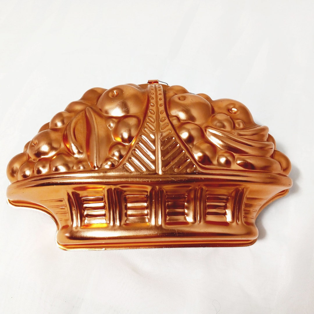 Rare Fruit Basket Jello Mold Copper Over Aluminum, Retro Kitchen ...