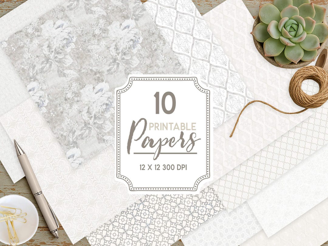 Vintage Damask Wedding Scrapbook Paper: Silver Ivory Bridal Theme ...