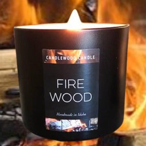 FIREWOOD Crackling Wood Burning Fireplace Soy Wax Candle - Etsy