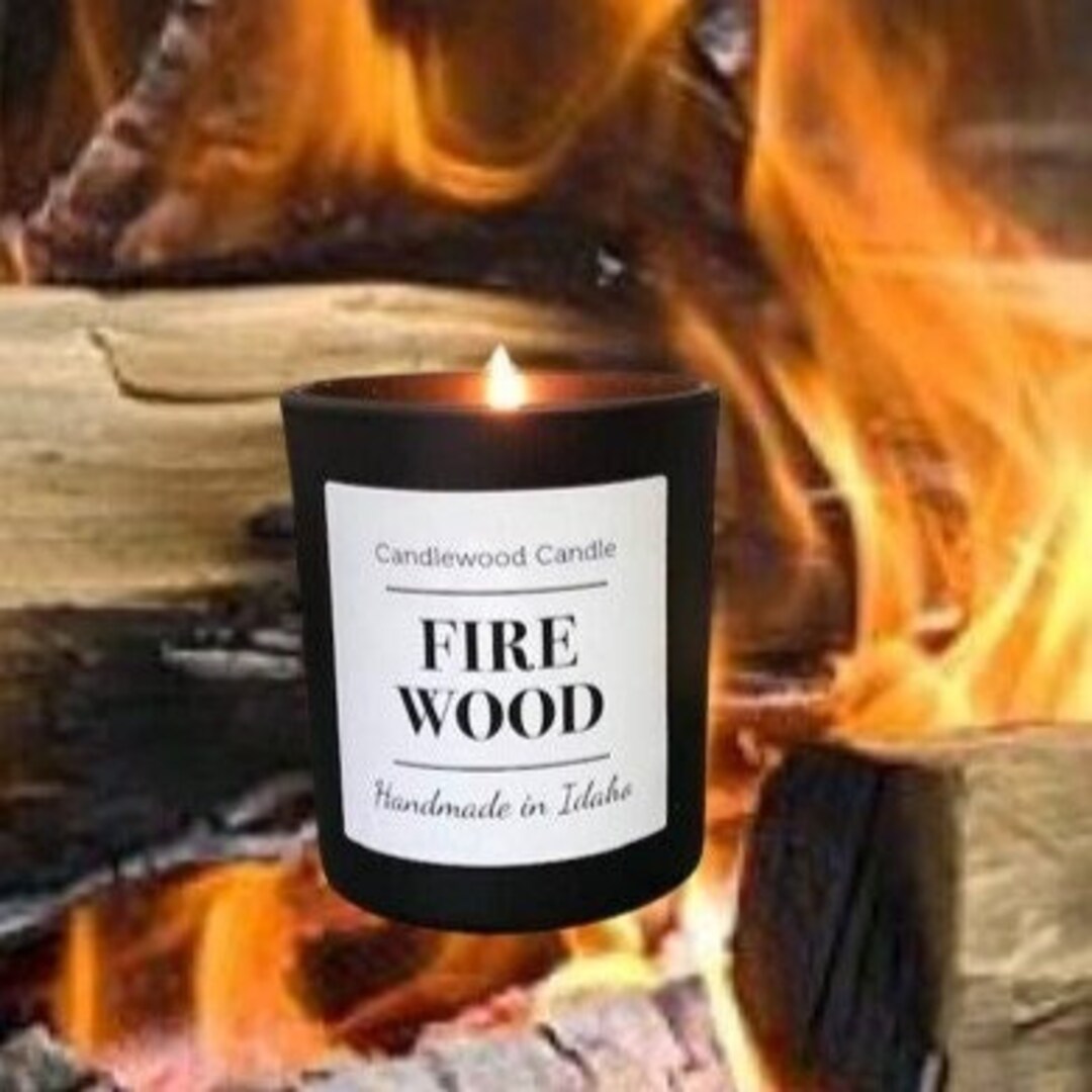 FIREWOOD - Authentic Wood Fire Scent Cotton Wick Candle - New Black Jar ...