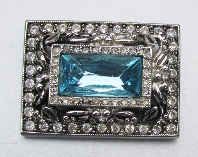 Vintage Joan RIVERS Art Deco Revival Blue Rhinestone Pin - Etsy