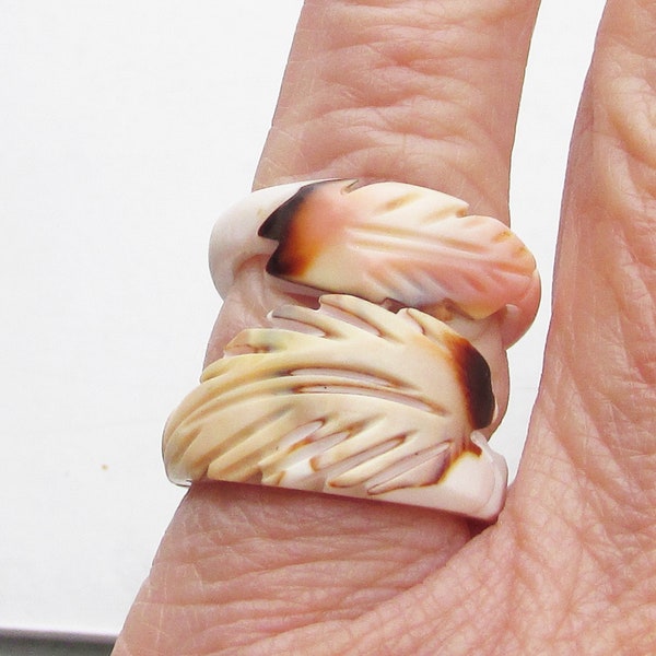 Carved Shell Ring - Etsy