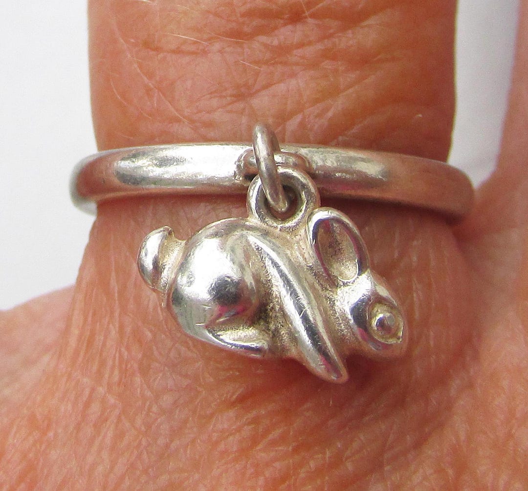 James AVERY Signed Sterling Silver BUNNY Rabbit Dangle Charm Ring, Size ...