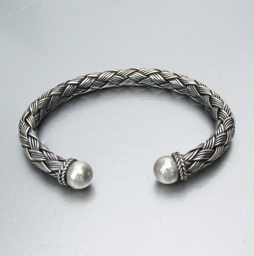 Pretty Braided Silver Plated Open Top Cuff Bracelet - Etsy