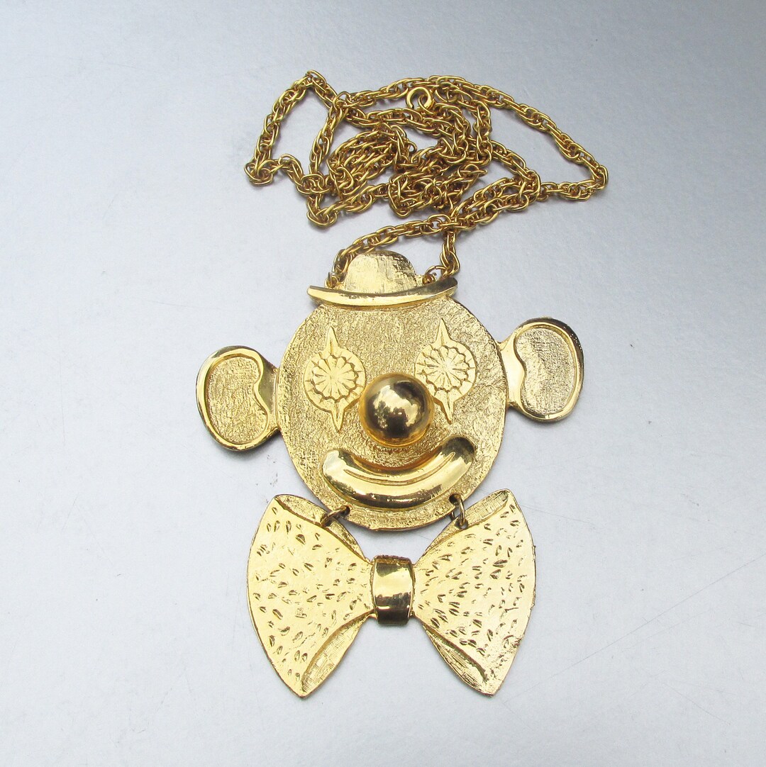 Large Chunky Vintage CLOWN Head Gold Tone Pendant Necklace - Etsy