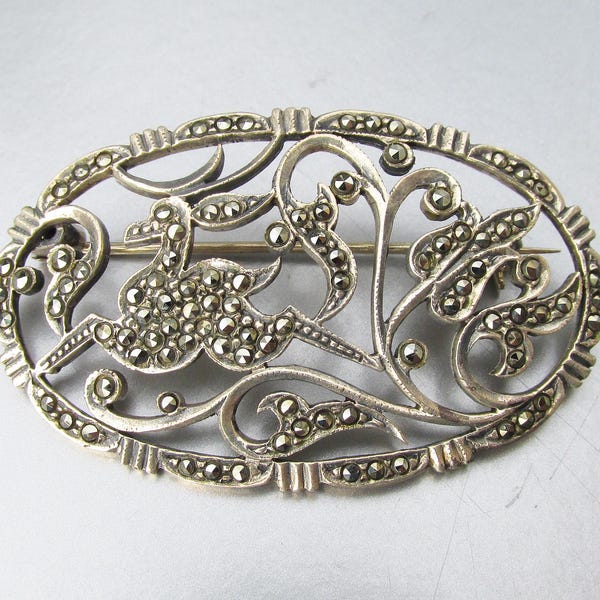 Large Marcasites Brooch - Etsy