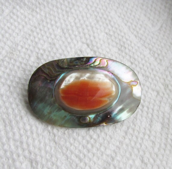vintage paua shell brooch - Gem