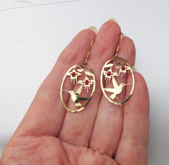 Signed Wild BRYDE Hummingbird Red Bead Flower Dangle … - Gem