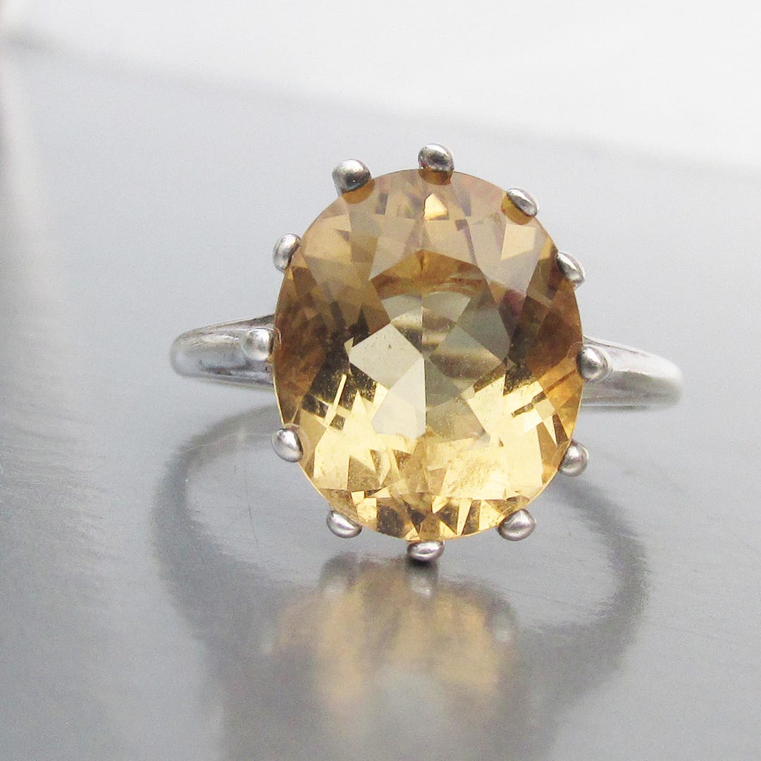 Vintage Signed UTC Sterling Silver Large Oval Citrine Ring, Size 7 - Etsy